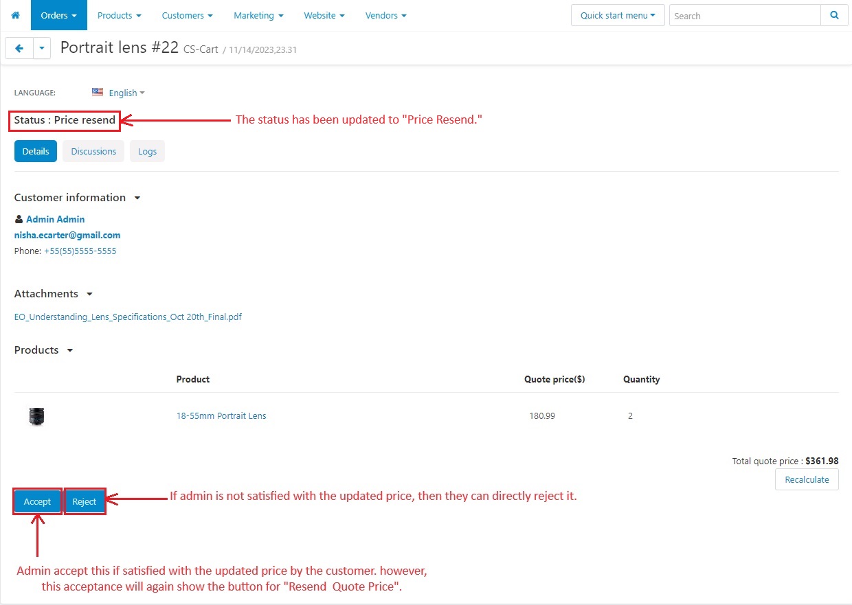 CS-Cart Request For Quotation